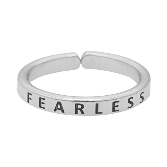 FashionWithAGlam | Jewelry | Fearless Engraved Silver Adjustable Ring ...